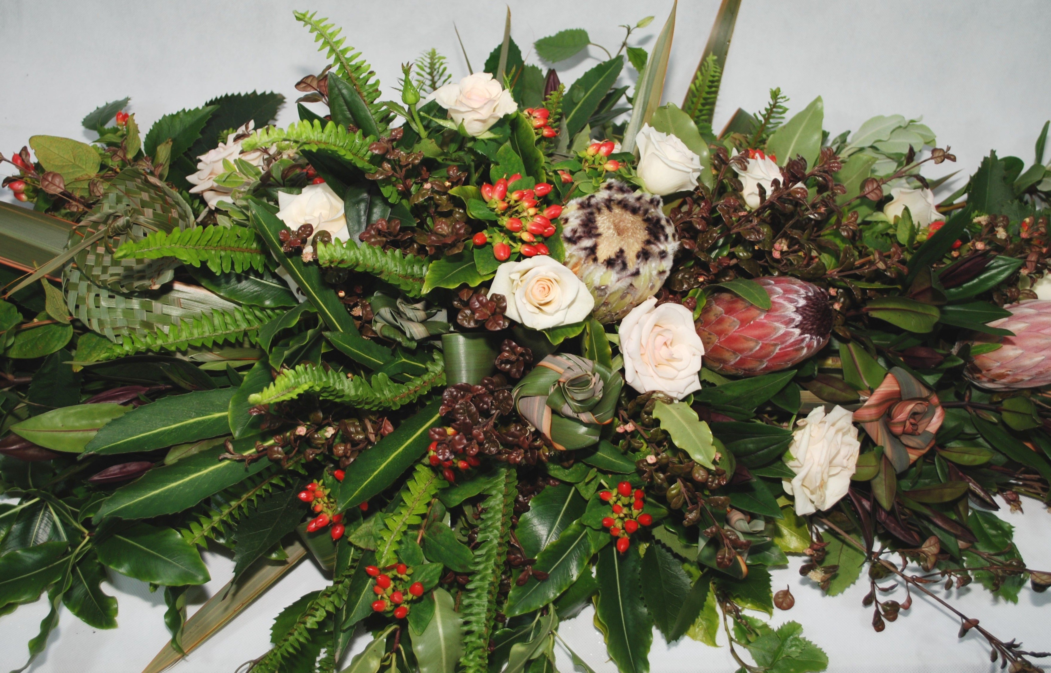 Native New Zealand Foliage Casket Spray – Flowers By Tanya